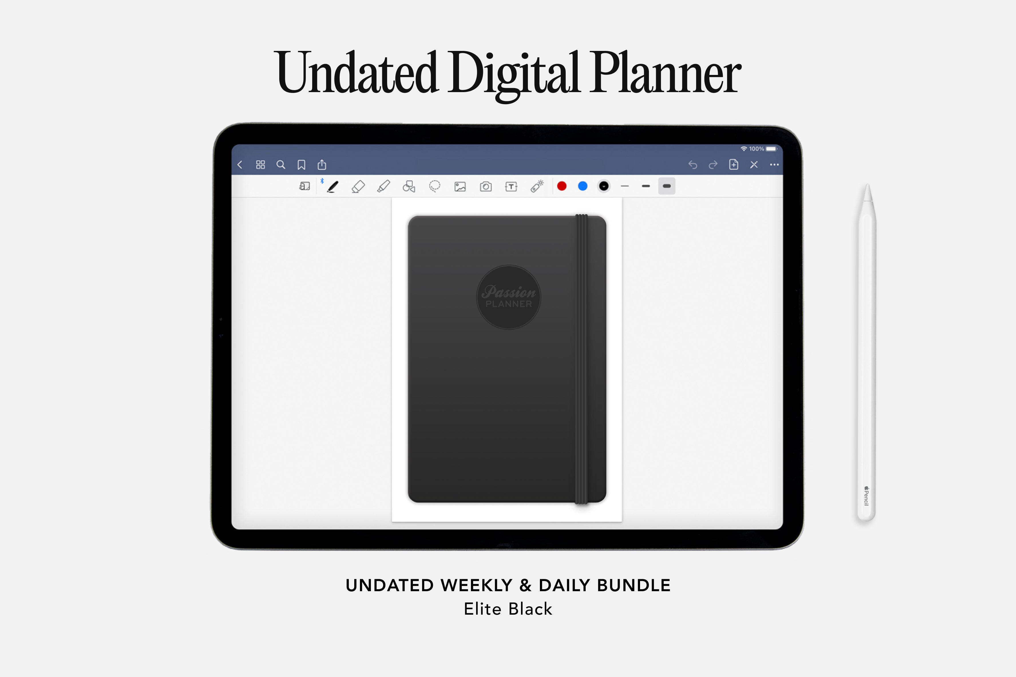 Digital Planner | Undated Weekly & Daily | Elite Black | Passion Planner