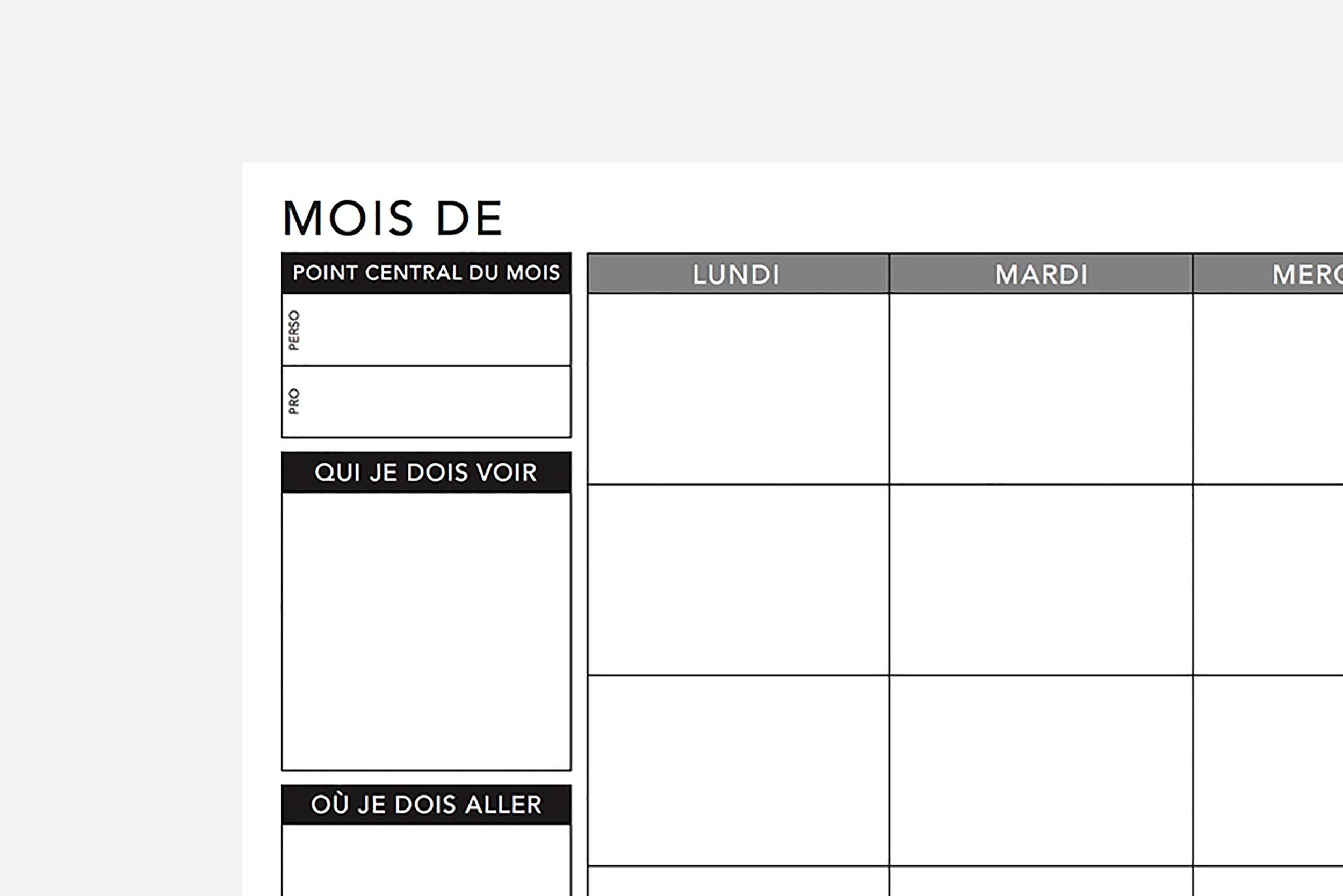 Weekly Undated French PDF | Free Printable | Passion Planner