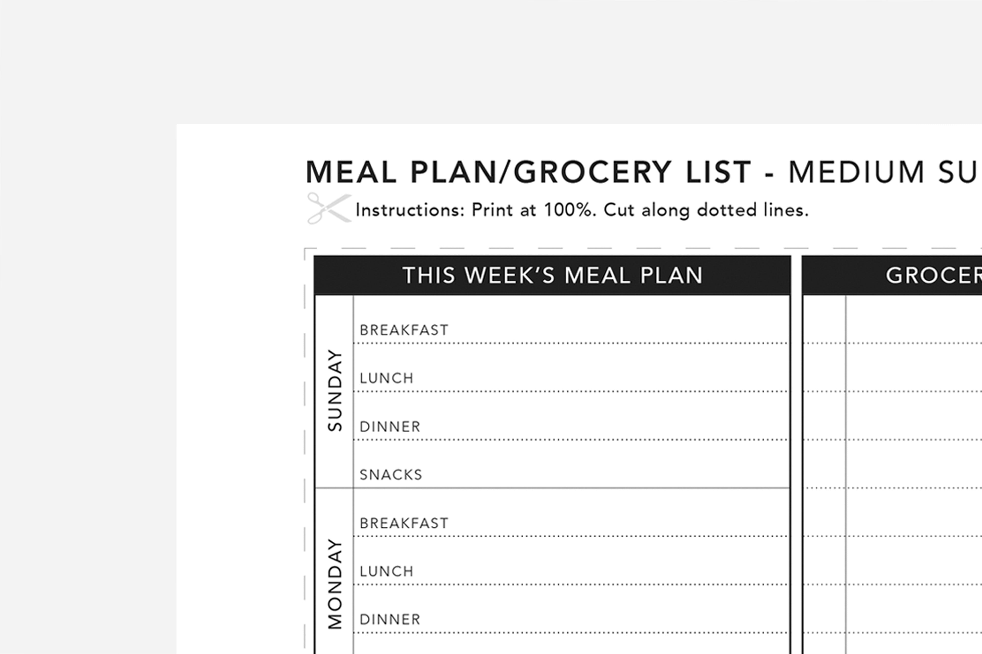 Meal Plan and Grocery List PDF | Free Printable | Passion Planner