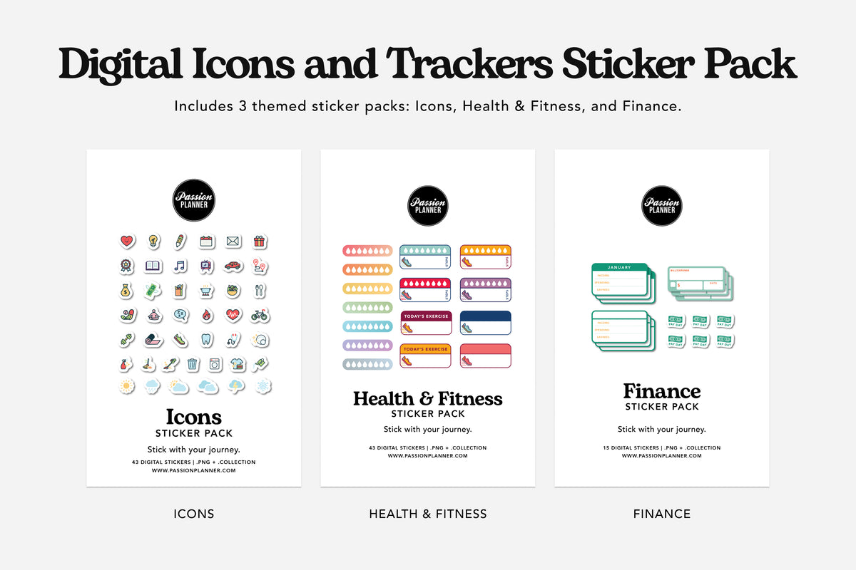Digital Icons & Trackers Sticker Pack | Passion Planner