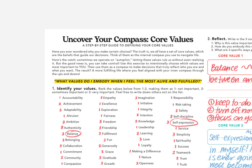 Core Values Worksheet PDF | Free Printable | Passion Planner