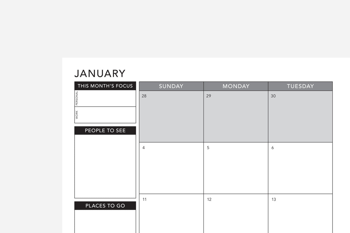 Dated Monthly Calendar Printable | Free Printable | Passion Planner