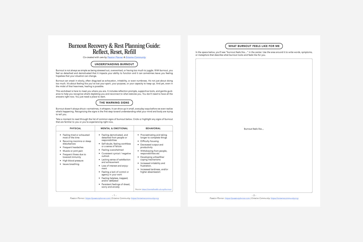 Burnout Recovery & Rest Planning Guide | Free Printable | Passion Planner