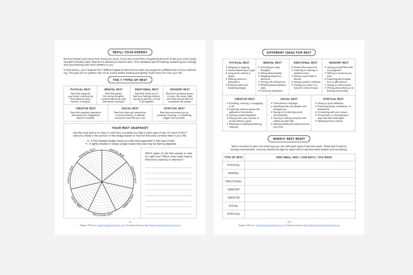 Burnout Recovery & Rest Planning Guide | Free Printable | Passion Planner