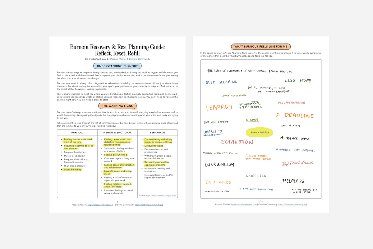 Burnout Recovery & Rest Planning Guide | Free Printable | Passion Planner