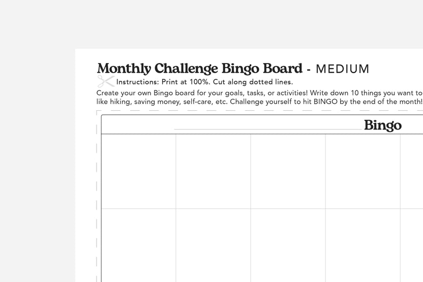 Bingo Board Template | Free Printable | Passion Planner
