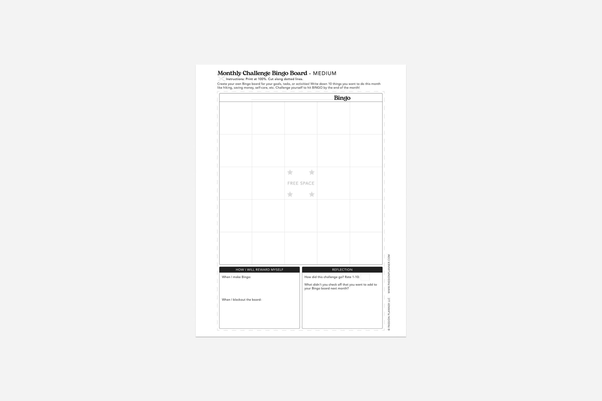 Bingo Board Template | Free Printable | Passion Planner
