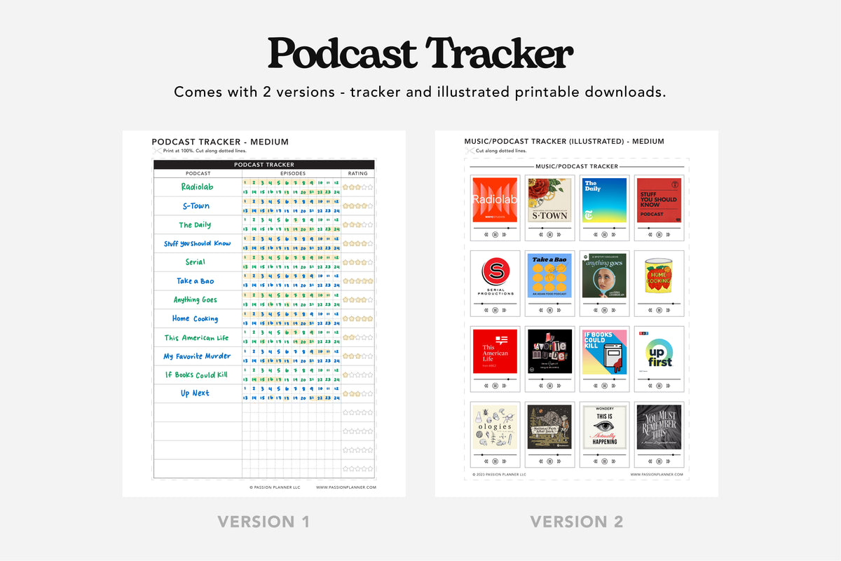 Movie, TV Show, Music, and Podcast Tracker PDF | Free Printable ...