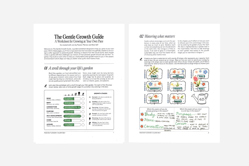 The Gentle Growth Guide Worksheet | Free Printable | Passion Planner