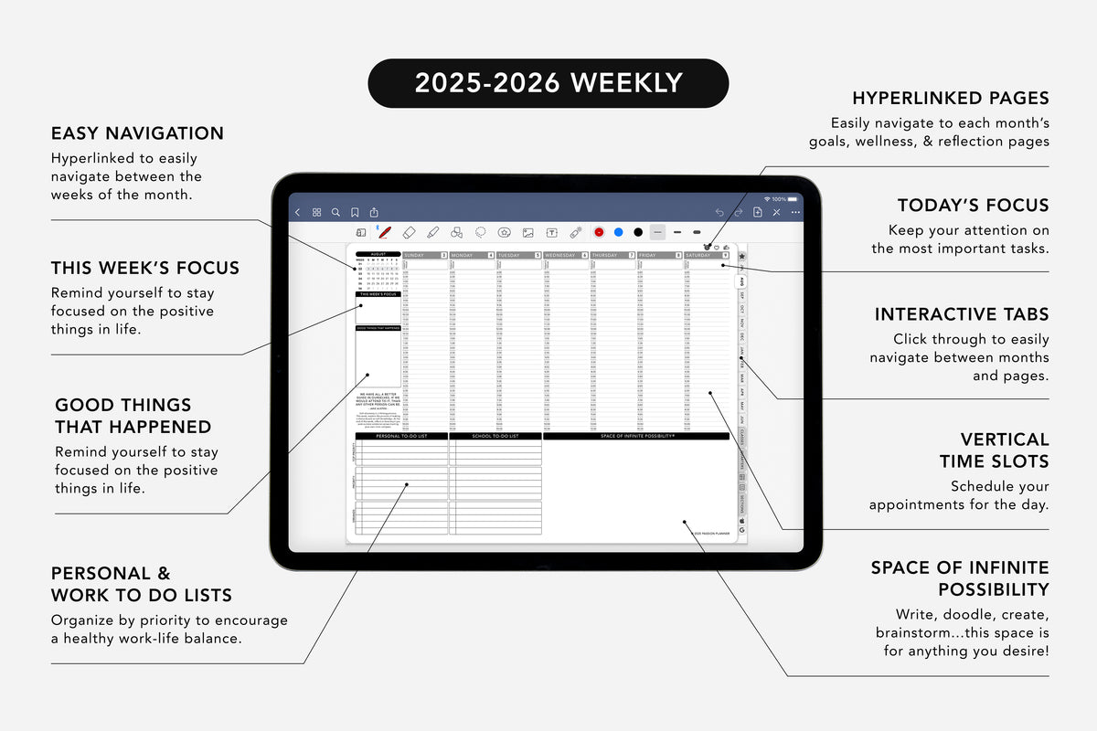 Digital Student Planner | 2025-2026 Weekly & Daily | Elite Black ...