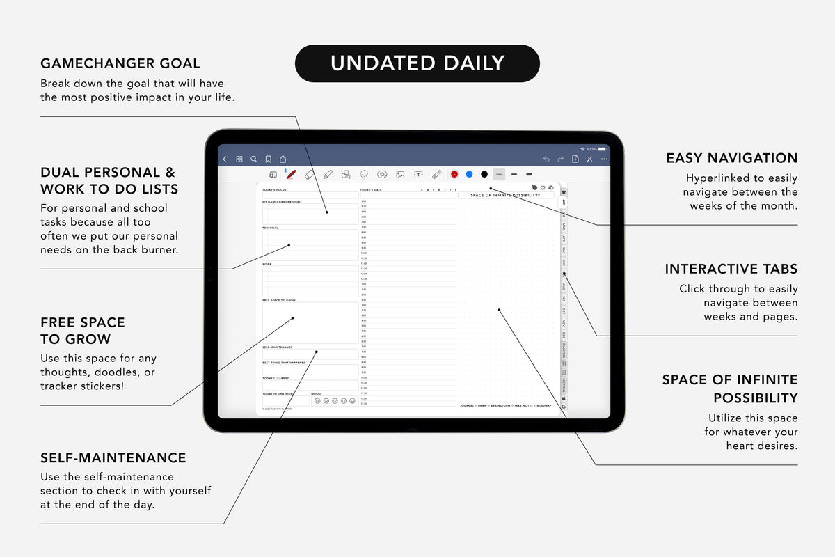 Digital Planner | Undated Weekly & Daily | Elite Black | Passion Planner