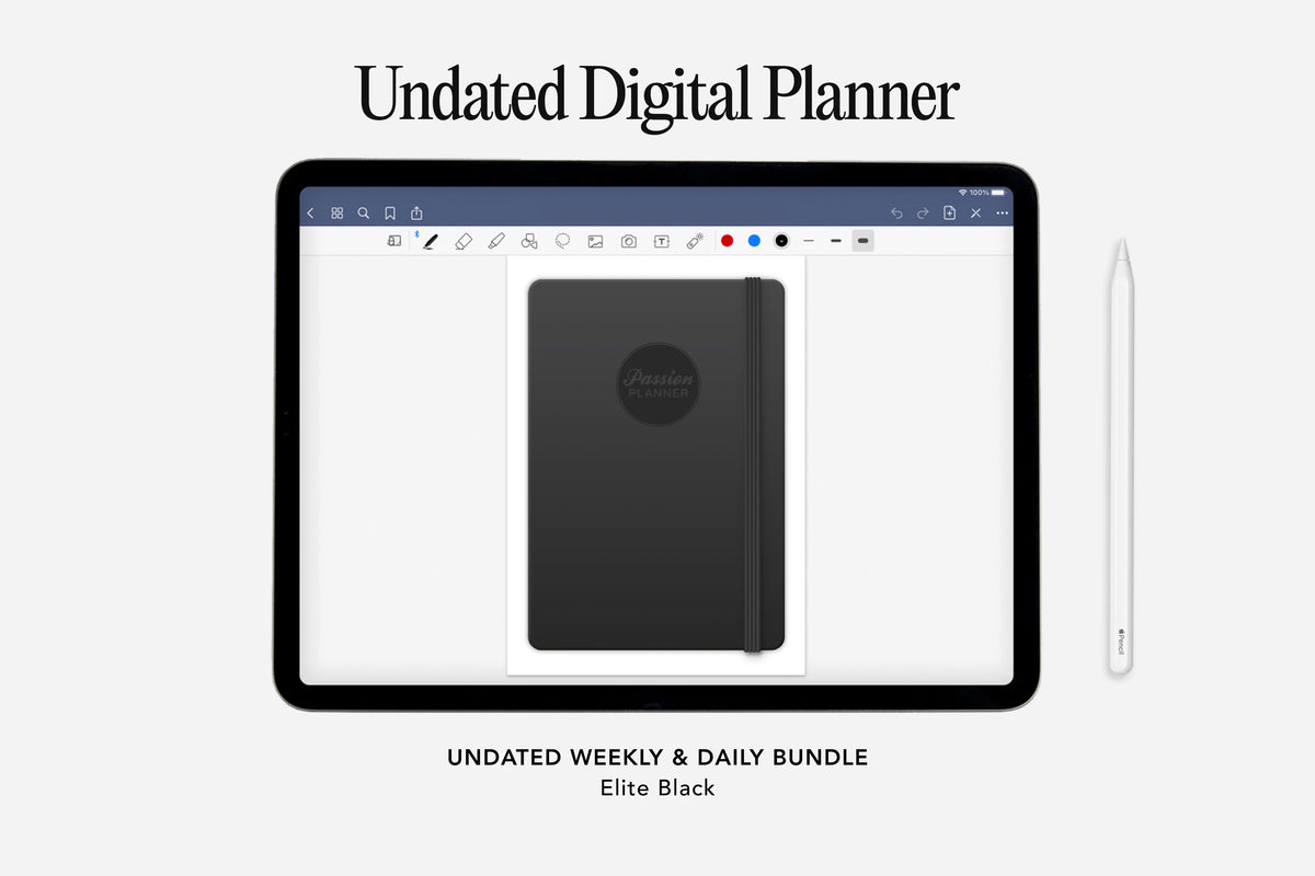 Digital Planner | Undated Weekly & Daily | Elite Black | Passion Planner