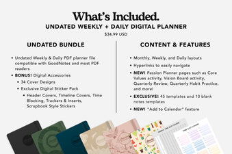 Digital Planner | Undated Weekly & Daily | Elite Black | Passion Planner