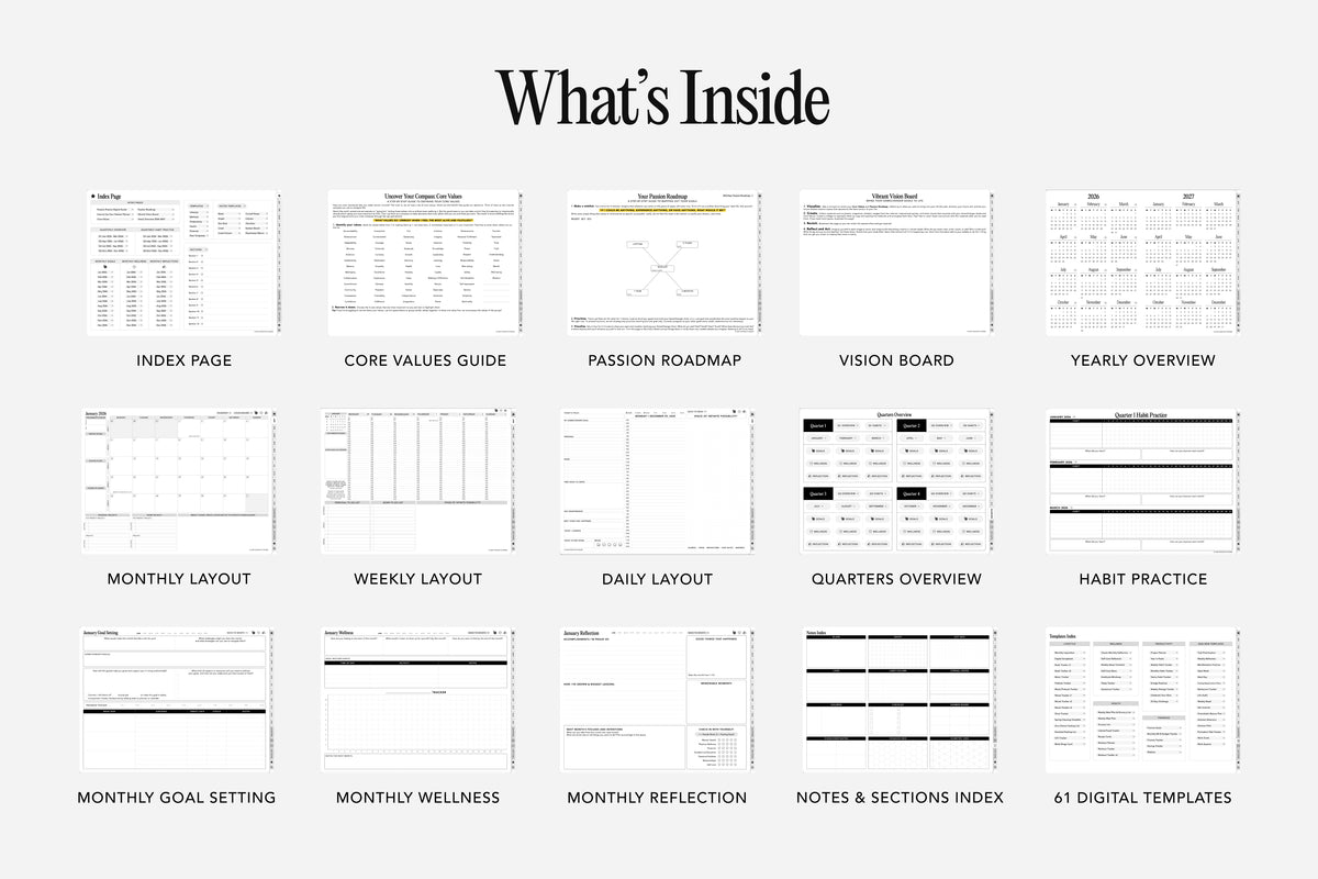 Digital Planner | Undated Weekly & Daily | Elite Black | Passion Planner