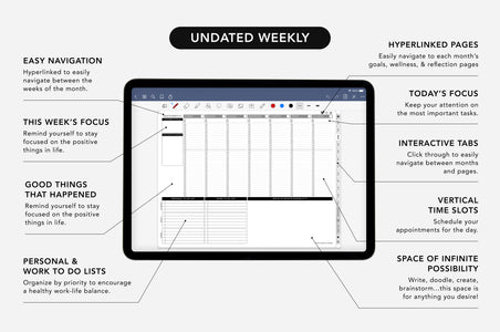 Digital Planner | Undated Weekly & Daily | Elite Black | Passion Planner