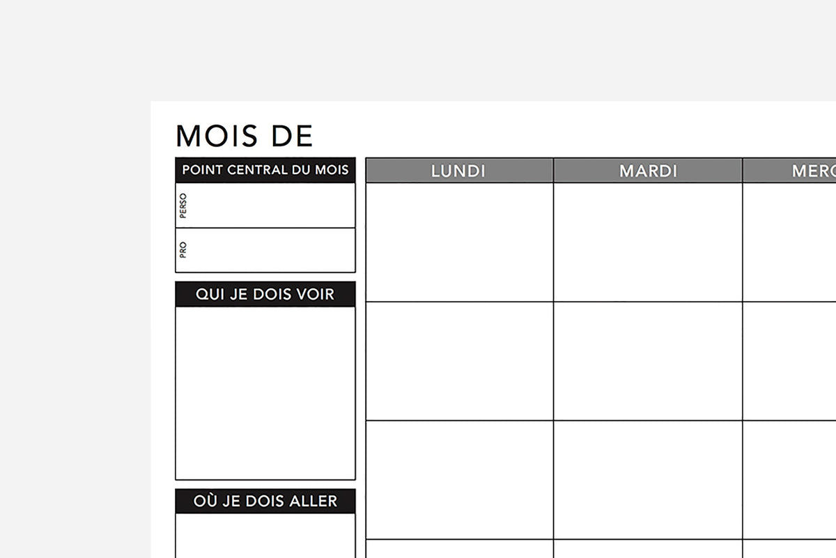 Weekly Undated French PDF | Free Printable | Passion Planner