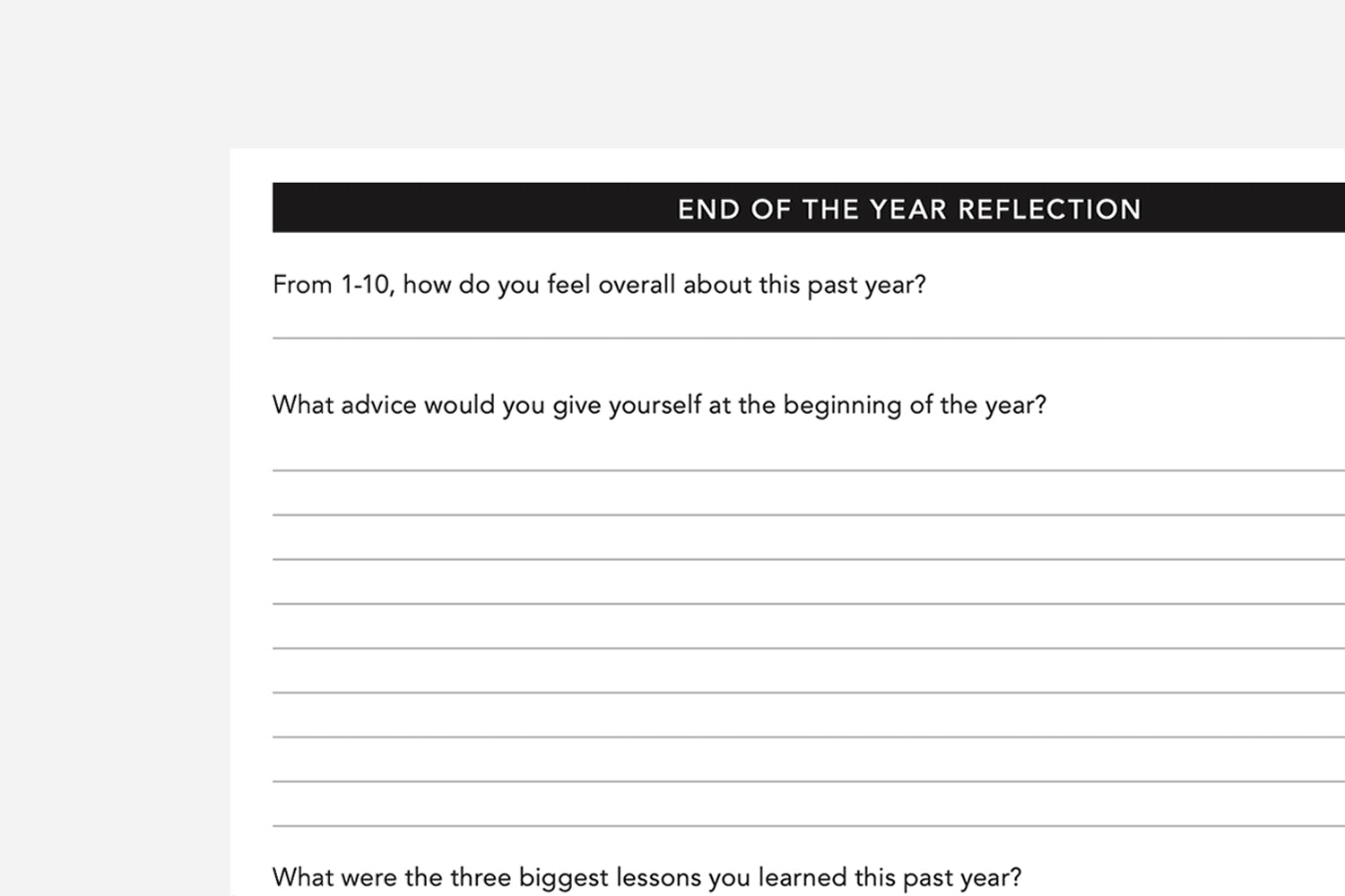 End of the Year Reflection PDF | Free Printable | Passion Planner