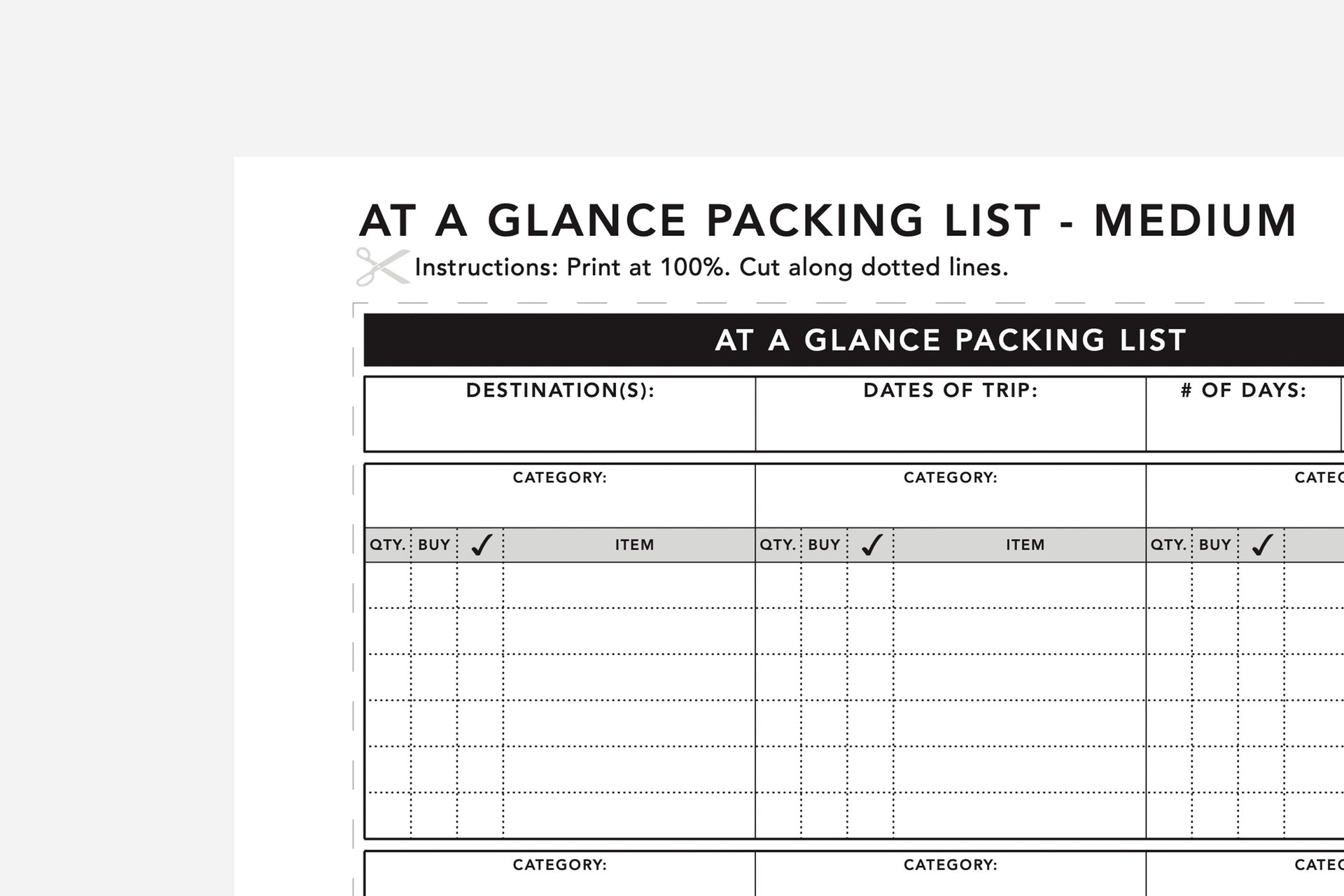 Packing List PDF | Free Printable | Passion Planner