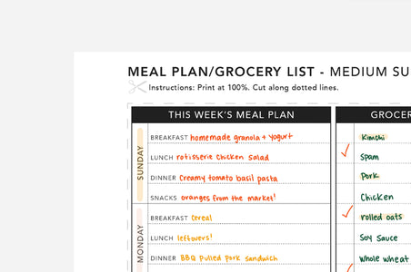 Meal Plan and Grocery List PDF | Free Printable | Passion Planner