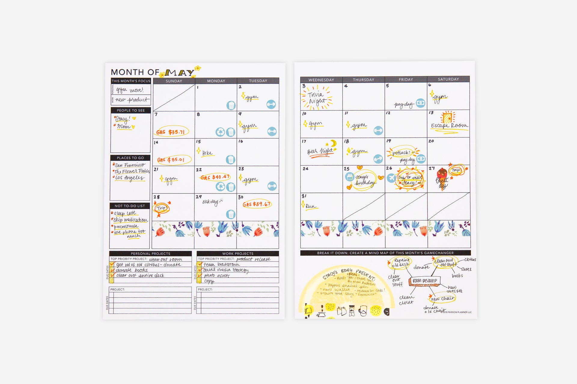 Undated Monthly Layout PDF | Free Printable | Passion Planner