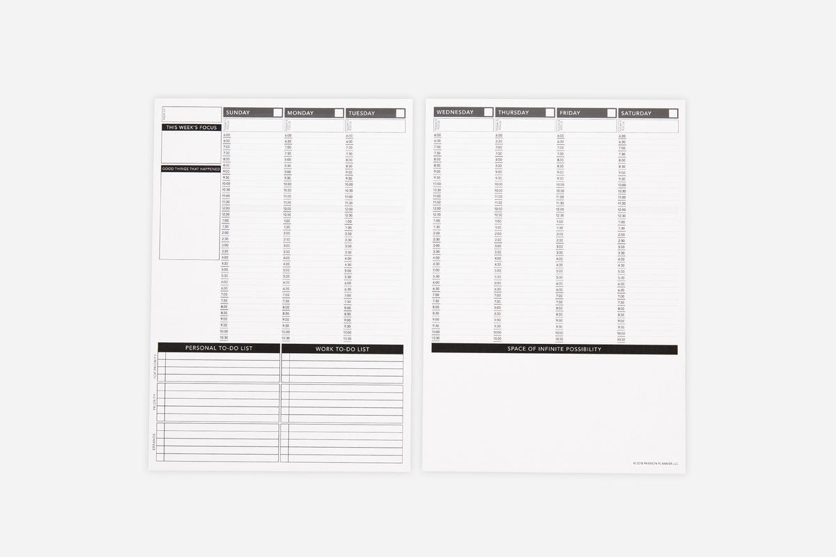 Undated Weekly Layout PDF | Free Printable | Passion Planner