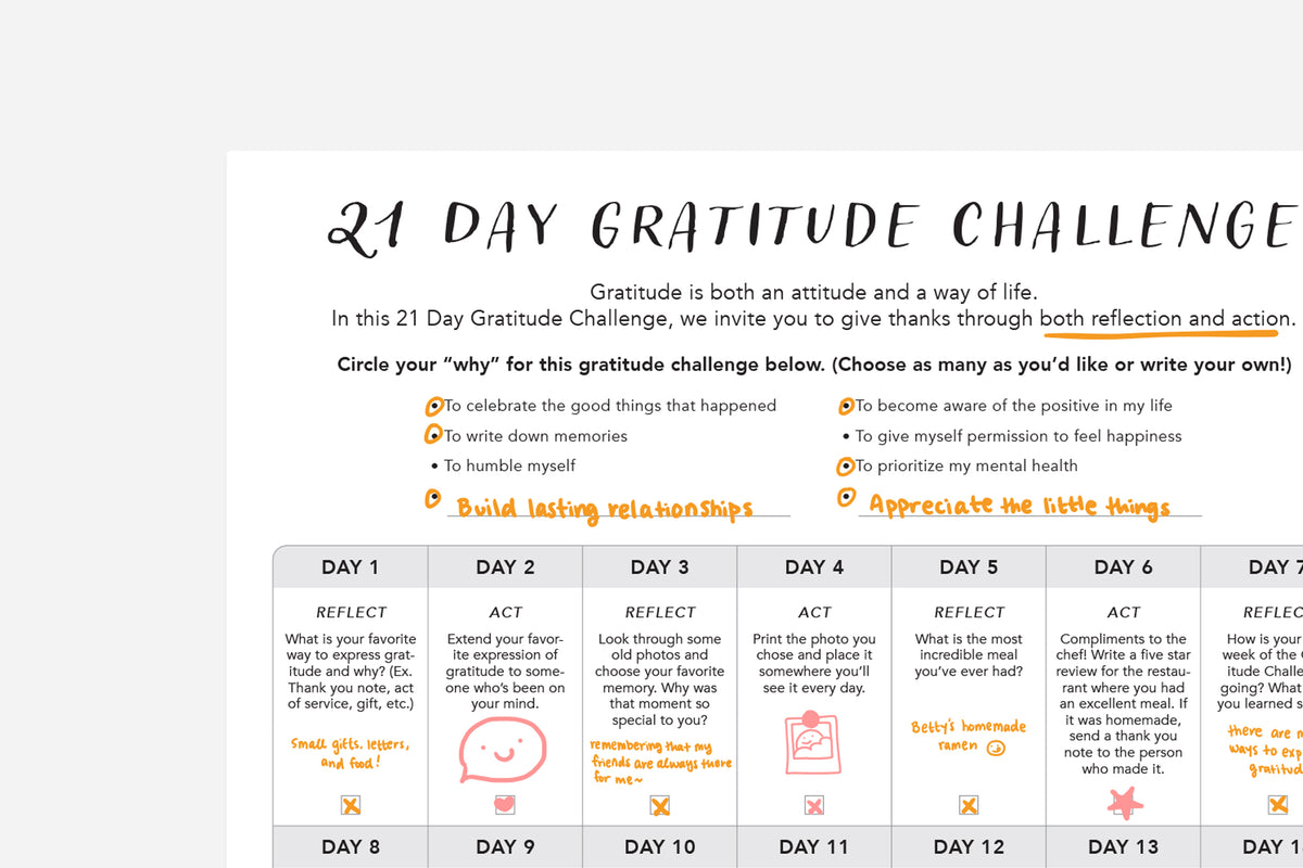21 Day Gratitude Challenge PDF | Free Printable | Passion Planner