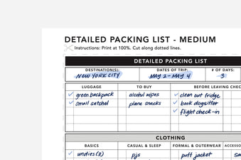 Packing List PDF | Free Printable | Passion Planner