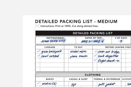 Packing List PDF | Free Printable | Passion Planner
