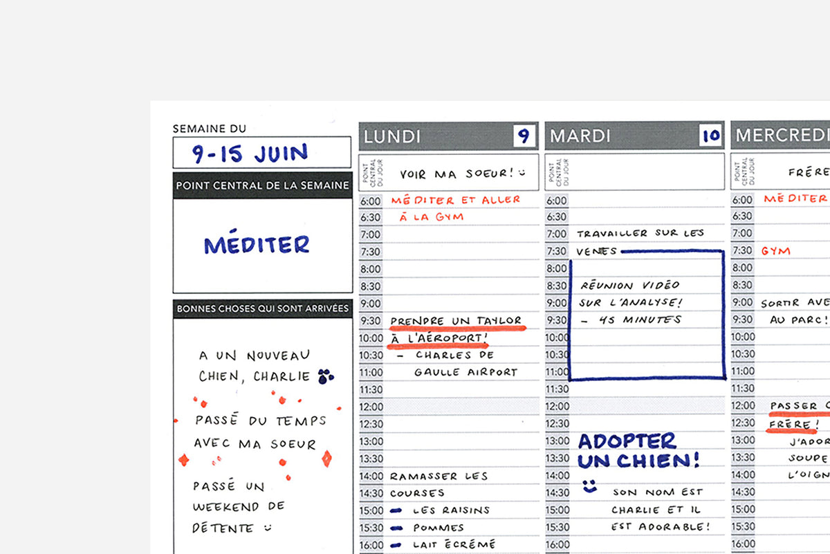 Weekly Undated French PDF | Free Printable | Passion Planner