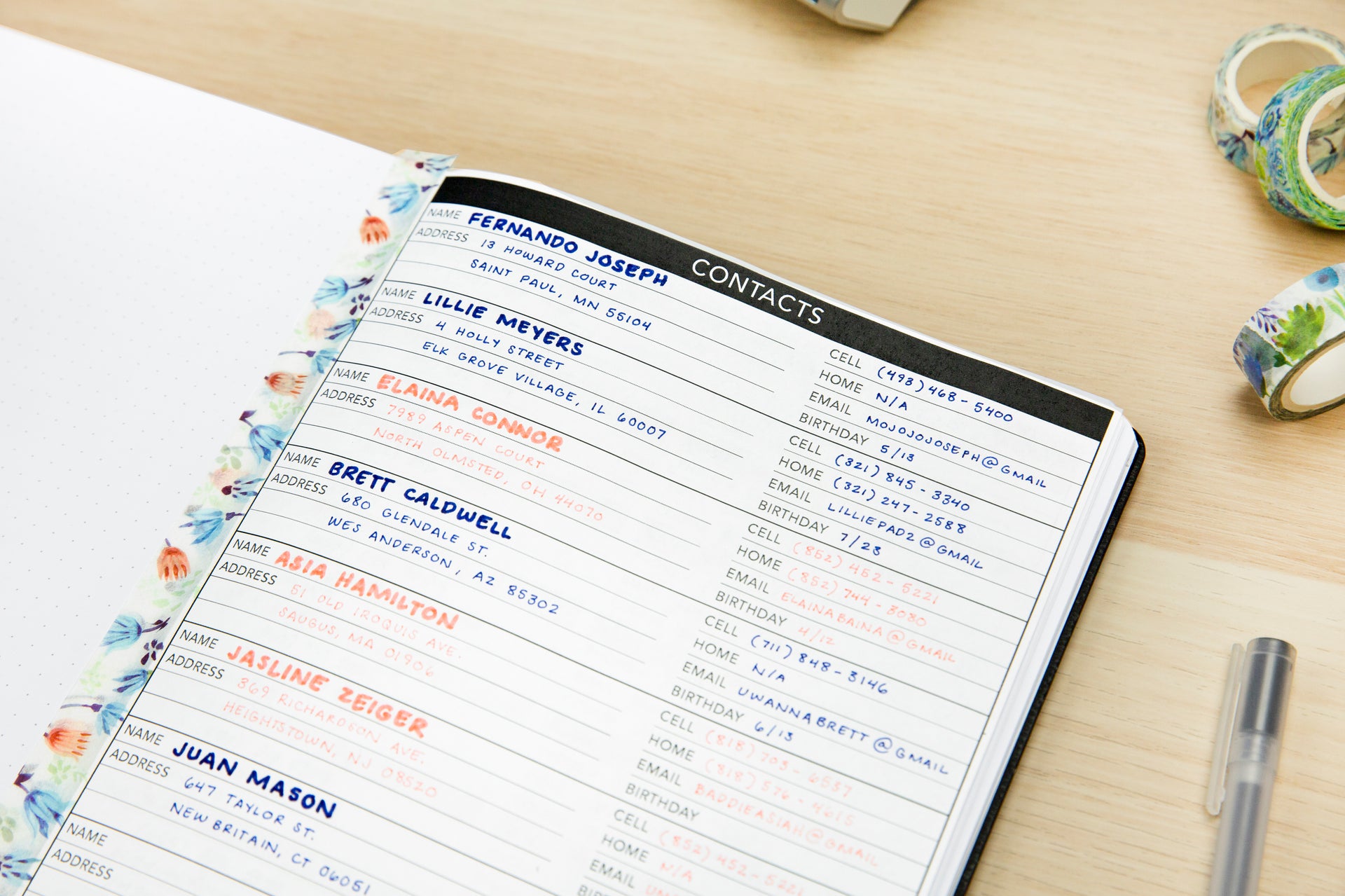 Contacts PDF | Free Printable | Passion Planner