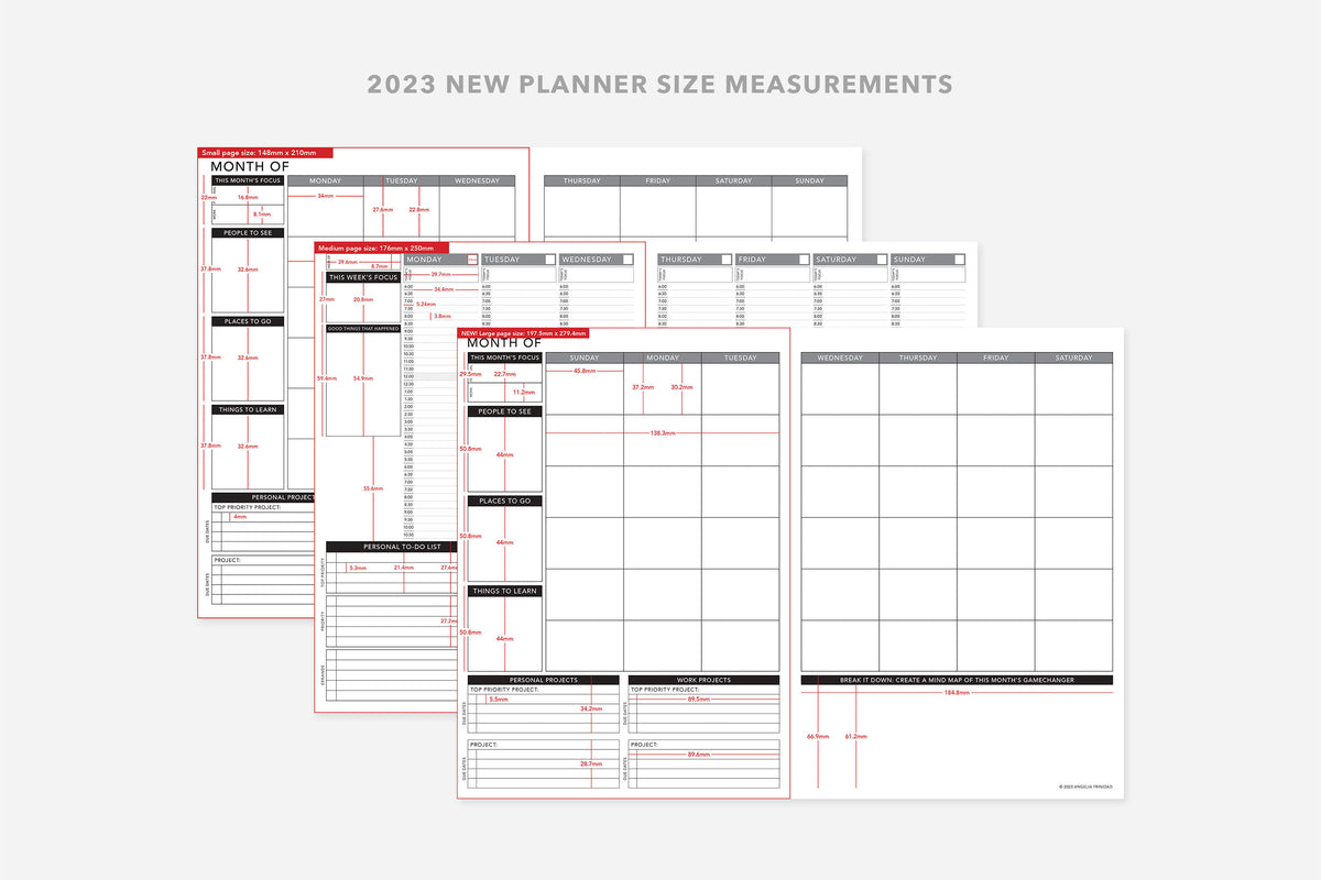 Weekly Layout Size Measurements | Free Printable | Passion Planner