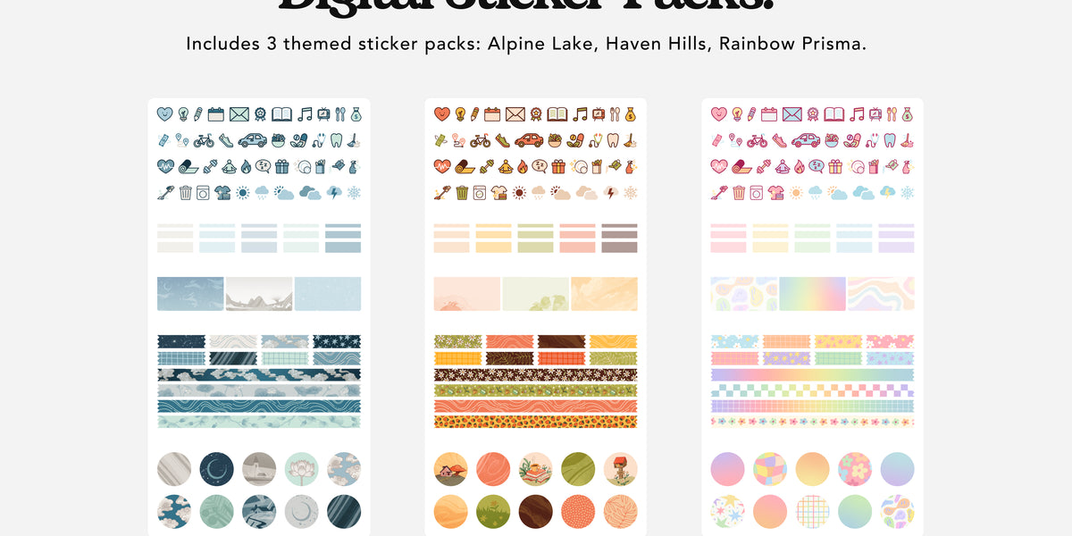 Digital Themed Sticker Pack of 3 | Passion Planner