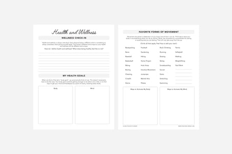 Health and Wellness Reflection PDF | Free Printable | Passion Planner