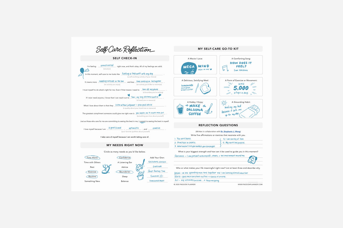 Self-Care Reflection PDF | Free Printable | Passion Planner