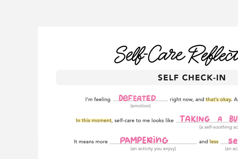Self-Care Reflection PDF | Free Printable | Passion Planner