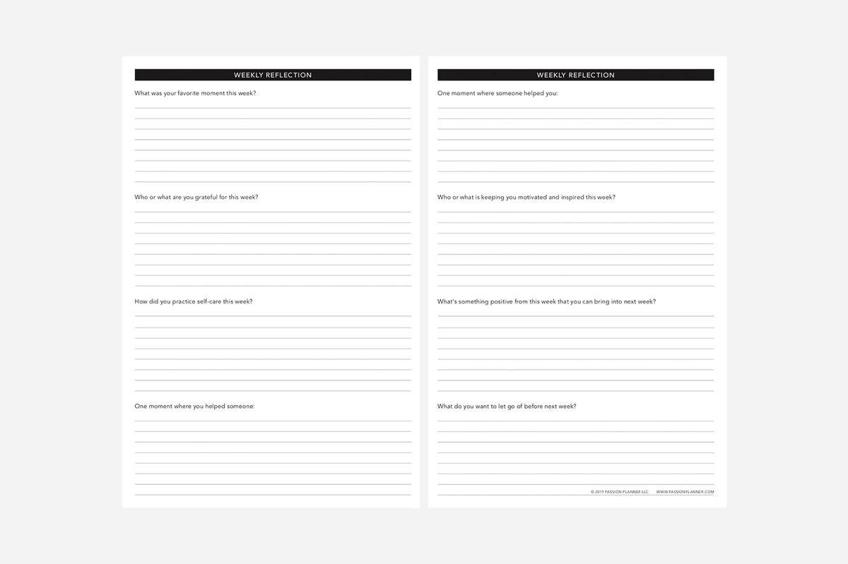 Weekly Reflection PDF | Free Printable | Passion Planner