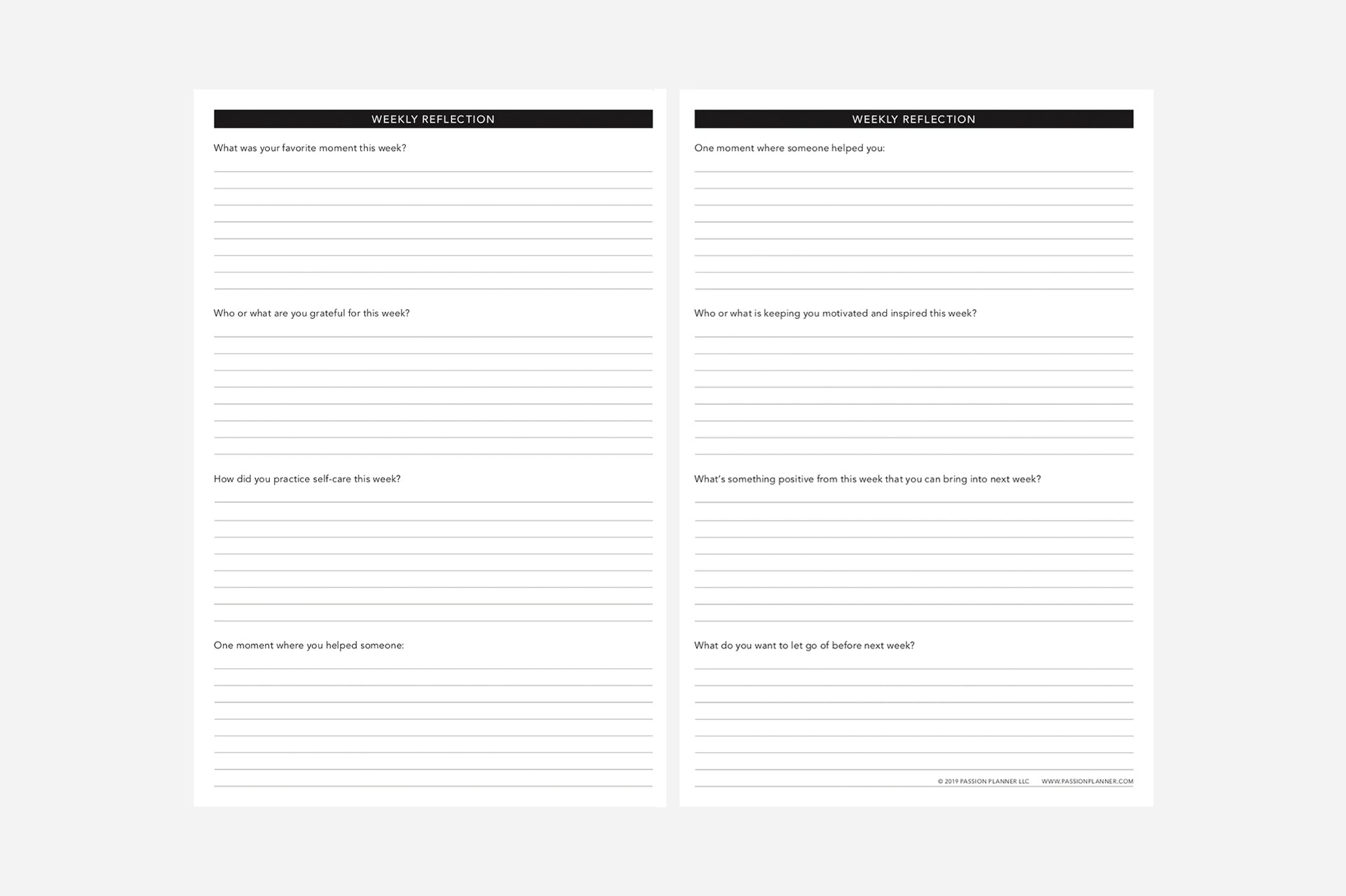Weekly Reflection PDF | Free Printable | Passion Planner