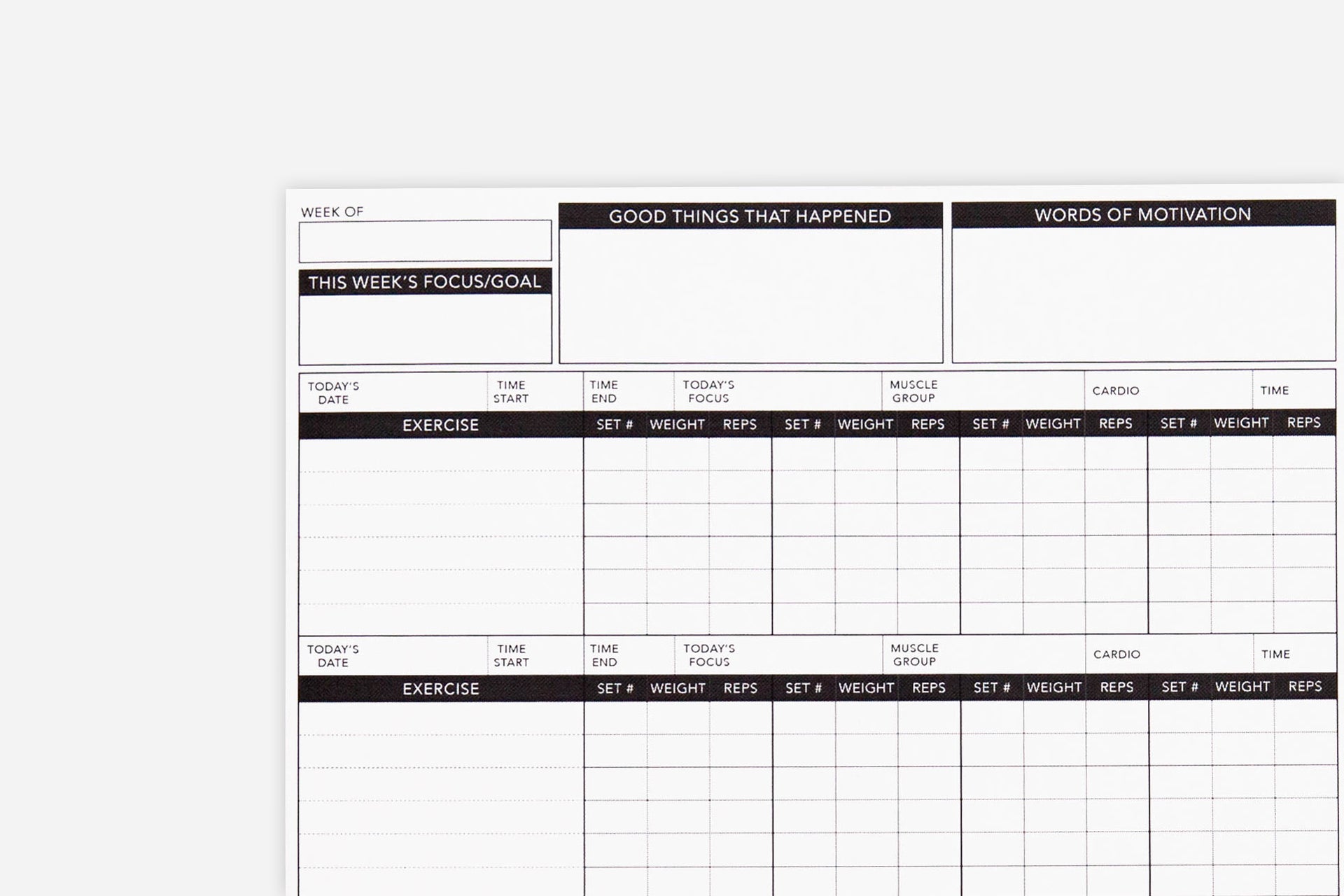 Workout Tracker PDF | Free Printable | Passion Planner